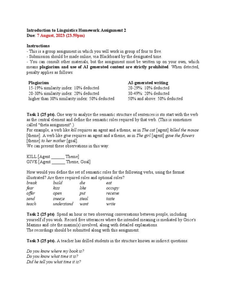 IntroLing HW Assignment 2 | PDF | Language Mechanics | Syntax
