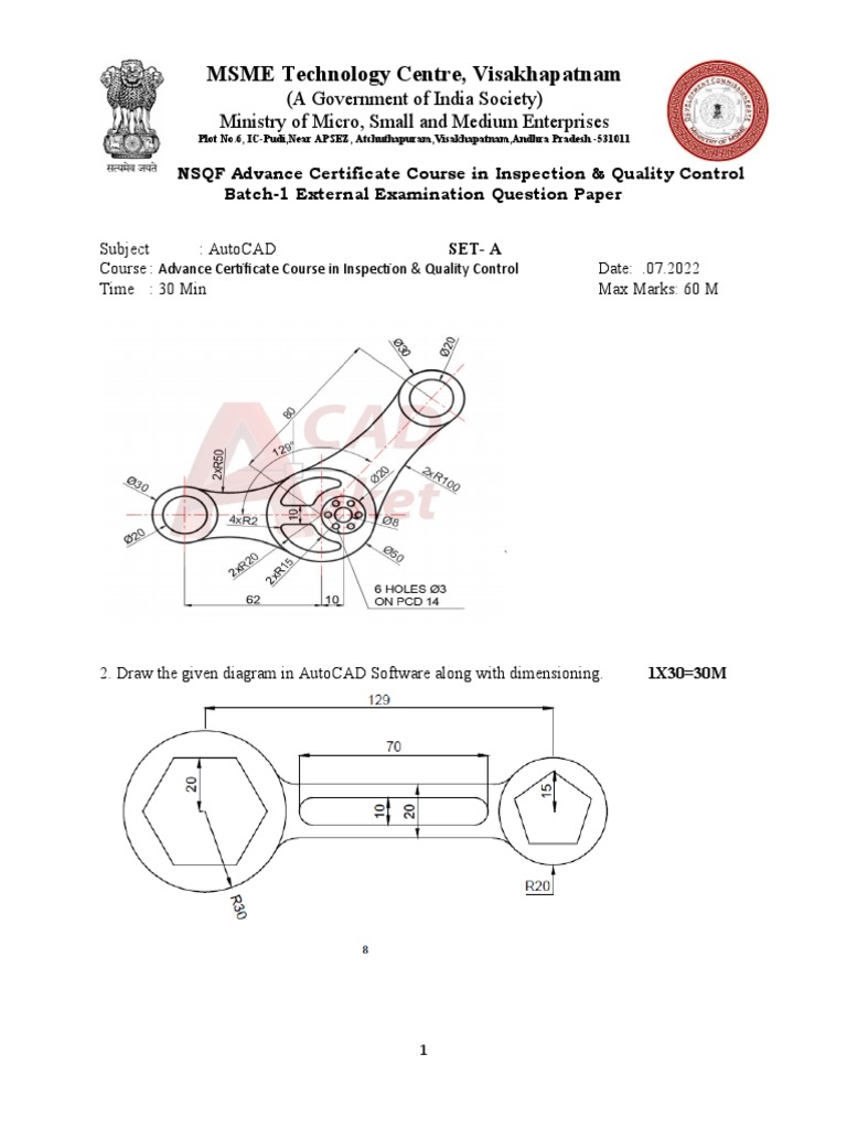 autocad QC External Question paper (1) | PDF