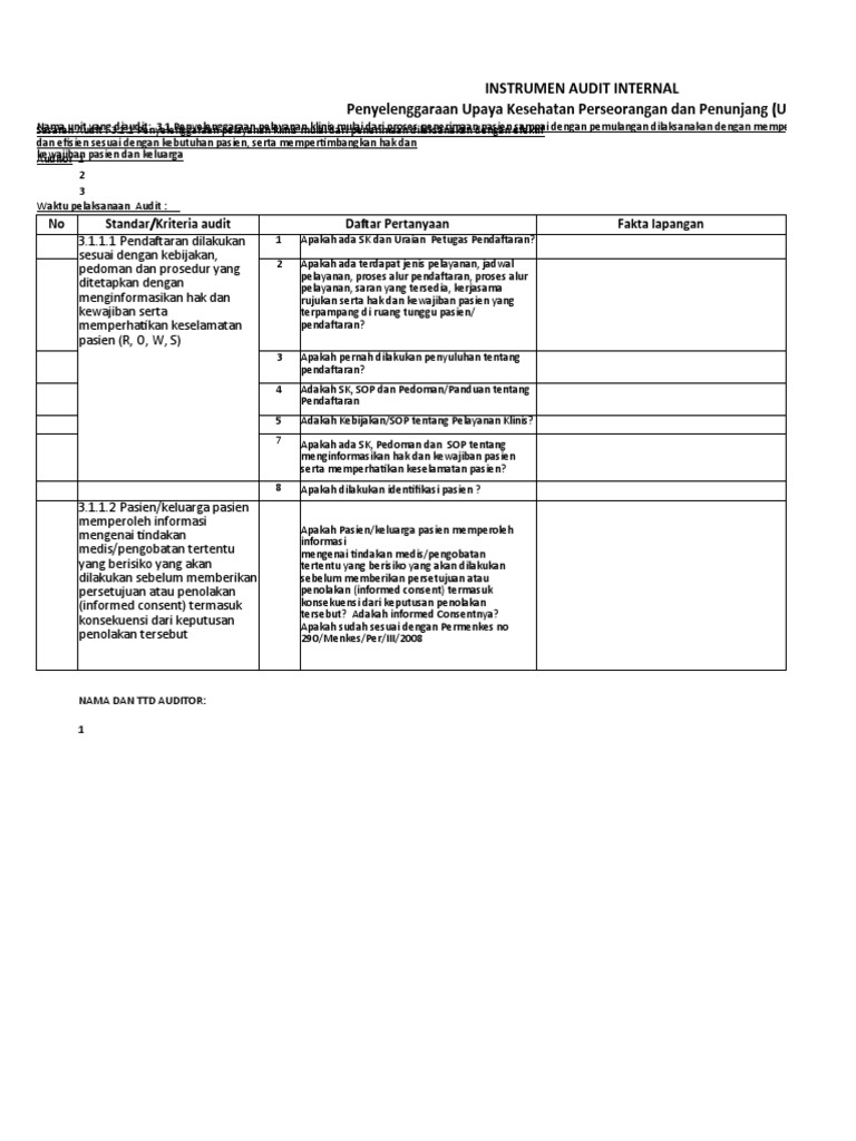Instrumen Audit Ukpp | PDF