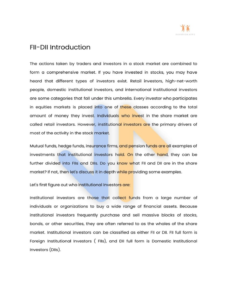 Fii-Dii-Data2 Data | PDF