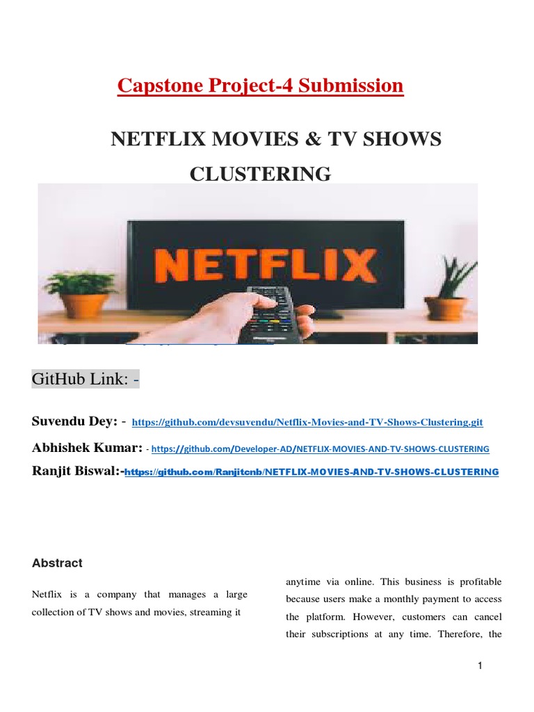 Technical Docs of NETFLIX MOVIES AND TV SHOWS CLUSTERING | PDF | Business