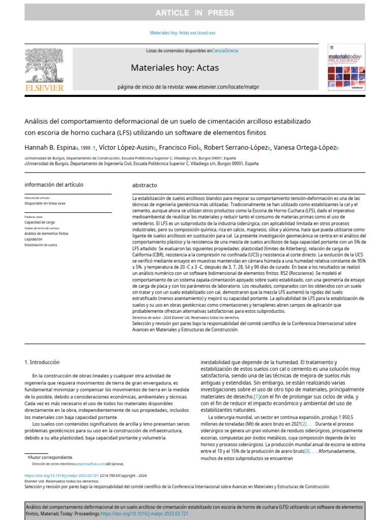 Analysis of The Deformational Behavior of A Clayey Foundation Soil ...