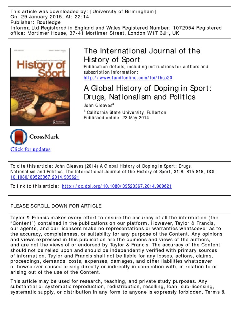 Global History of Doping in Sports | Download Free PDF | Doping In Sport