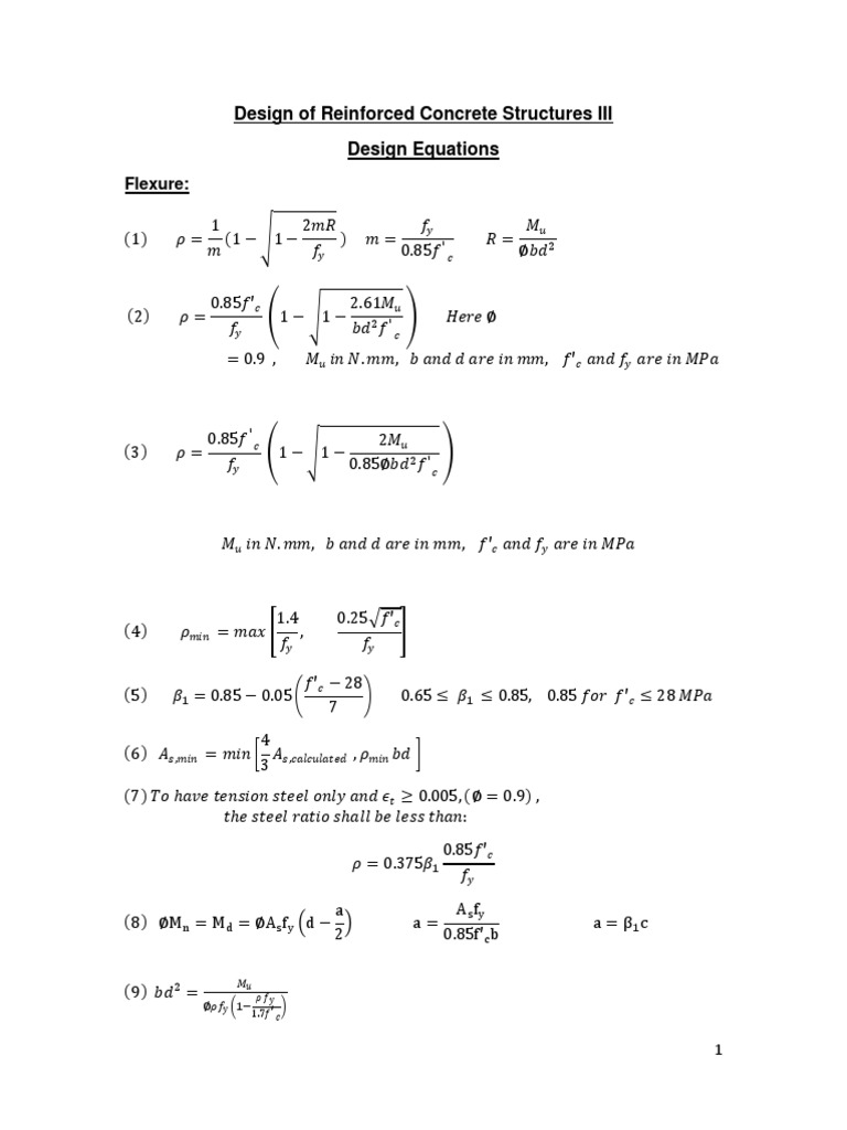Design Equations for Concrete Structures | PDF | Classical Mechanics ...