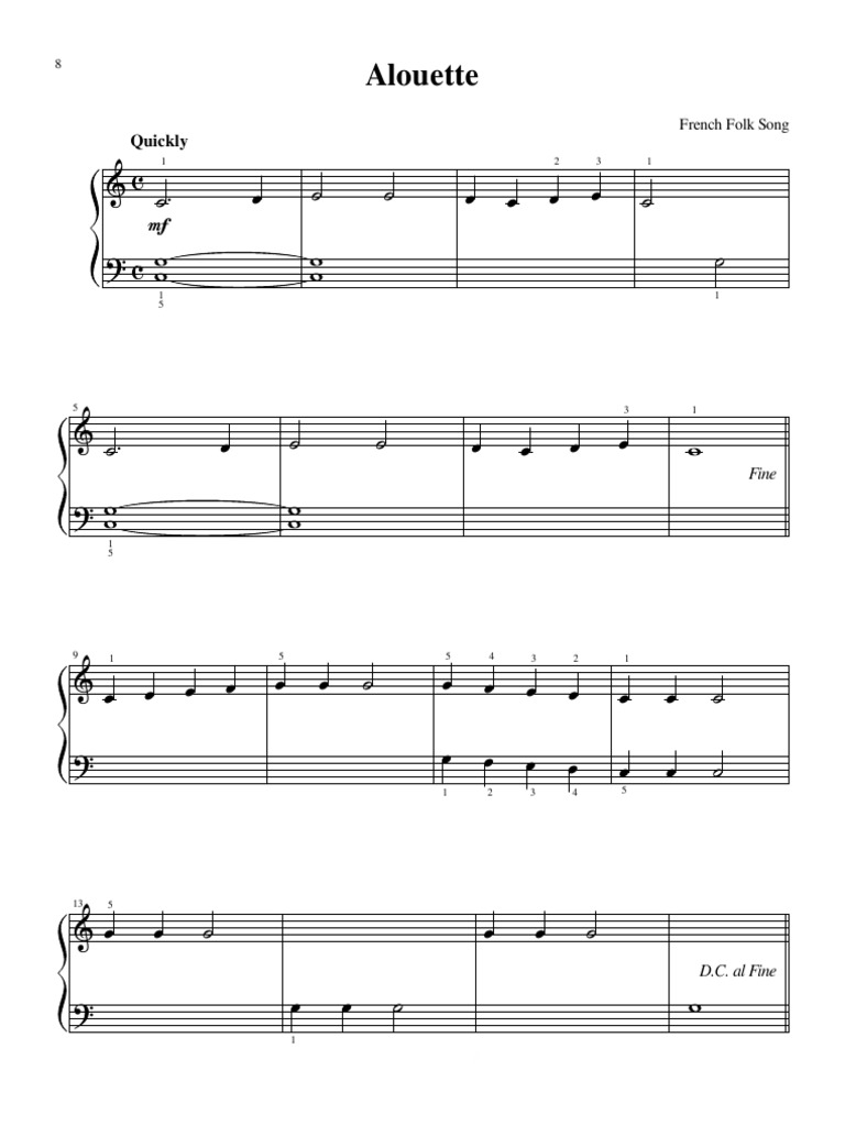 Alouette Sheet Music and Lyrics | PDF