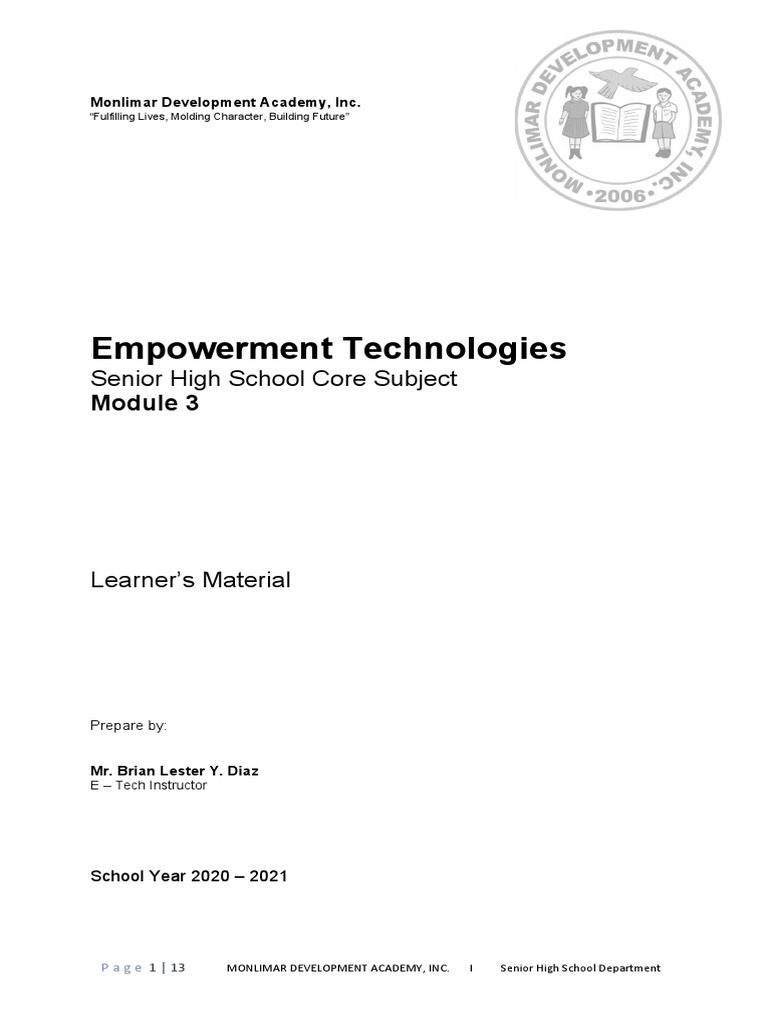 Empowerment Technologies Lesson 2 Module 3 | PDF