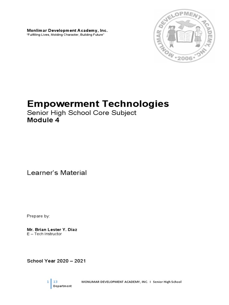 Empowerment Technologies Lesson 2 Module 4 | PDF