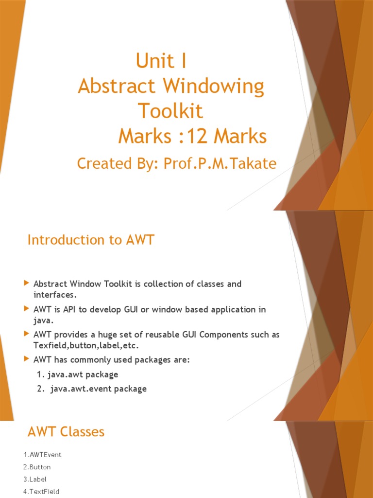 AJP Unit I AWT | PDF | Window (Computing) | Constructor (Object Oriented Programming)
