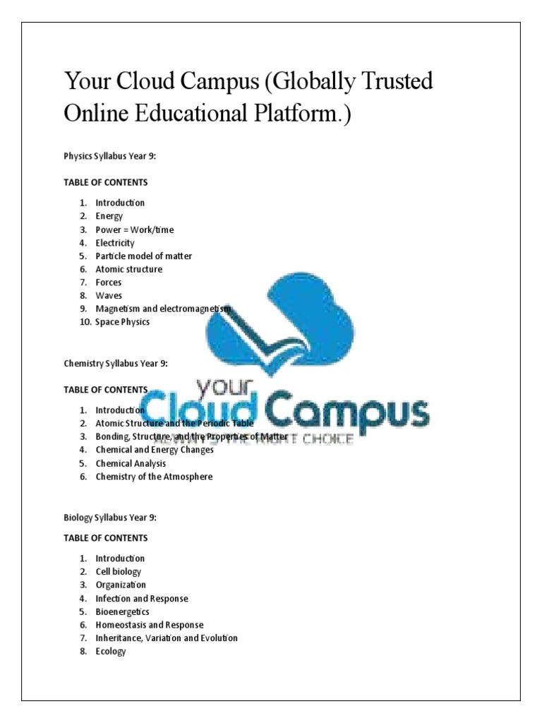 Your Cloud Campus (Year 9) | PDF