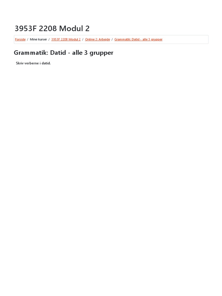 Grammatik - Datid - Alle 3 Grupper | PDF