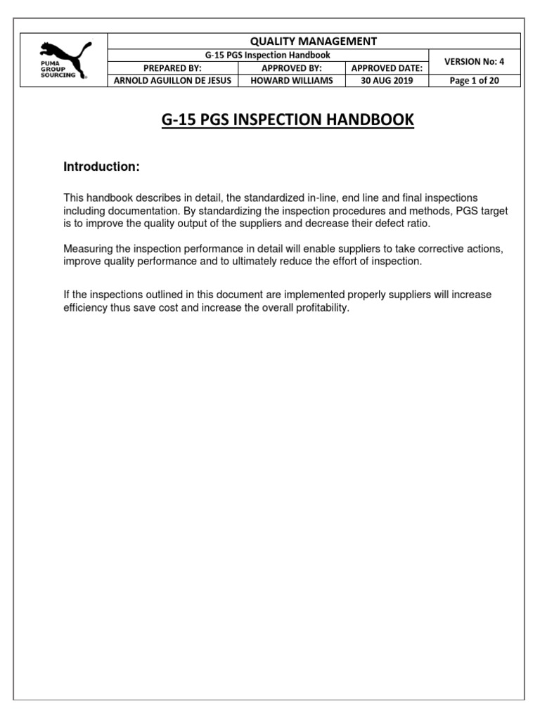 QMS - Inspection Handbook- Garments | PDF