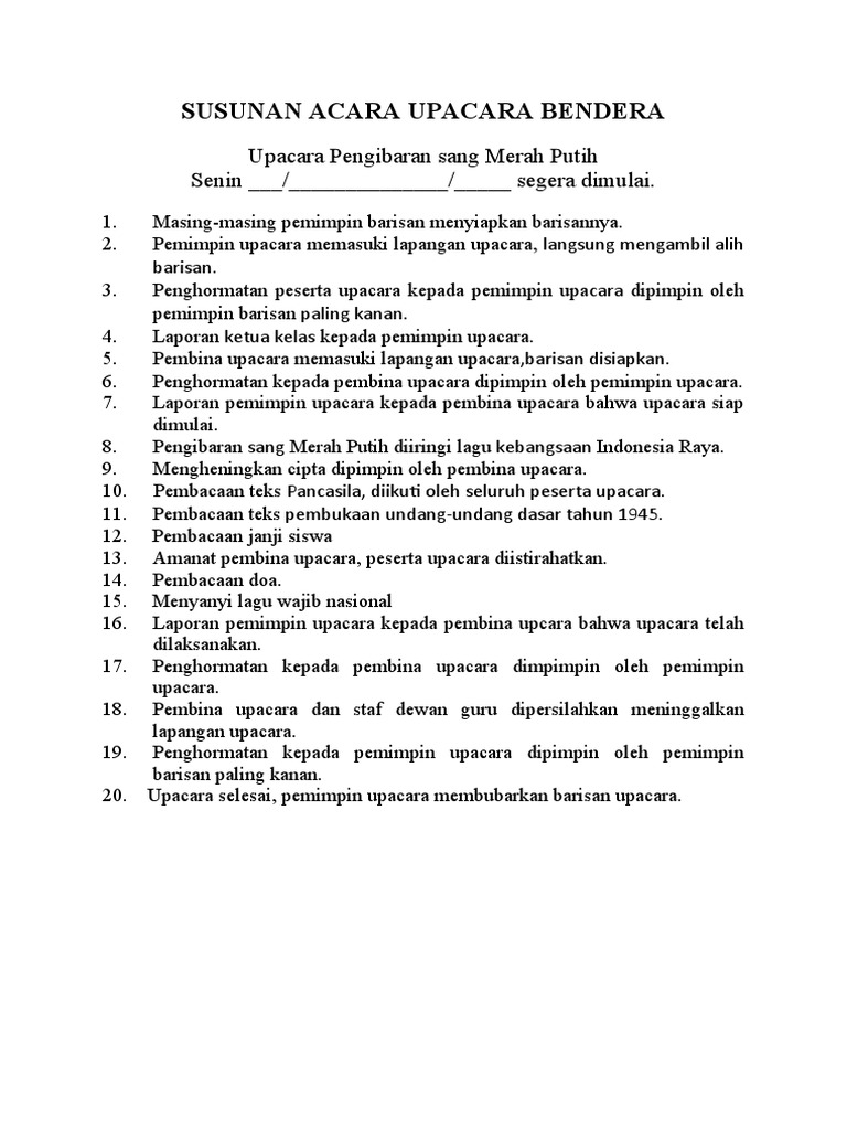 Susunan-Upacara-Hari-Senin | PDF