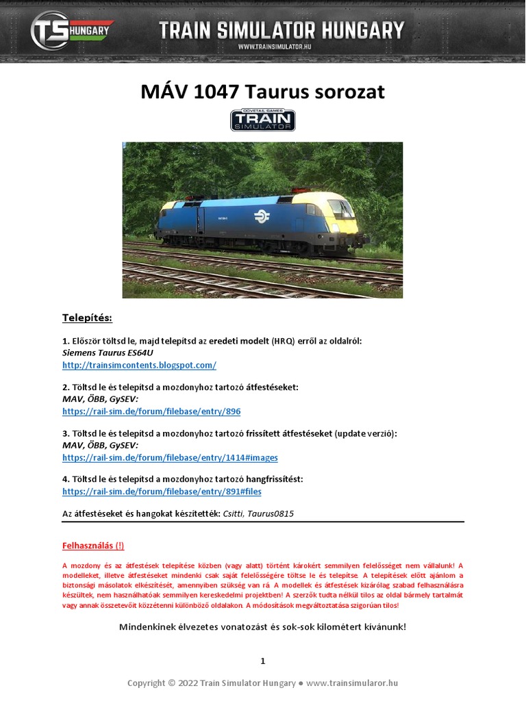 MÁV 1047 Sorozat (TS - Hu) | PDF