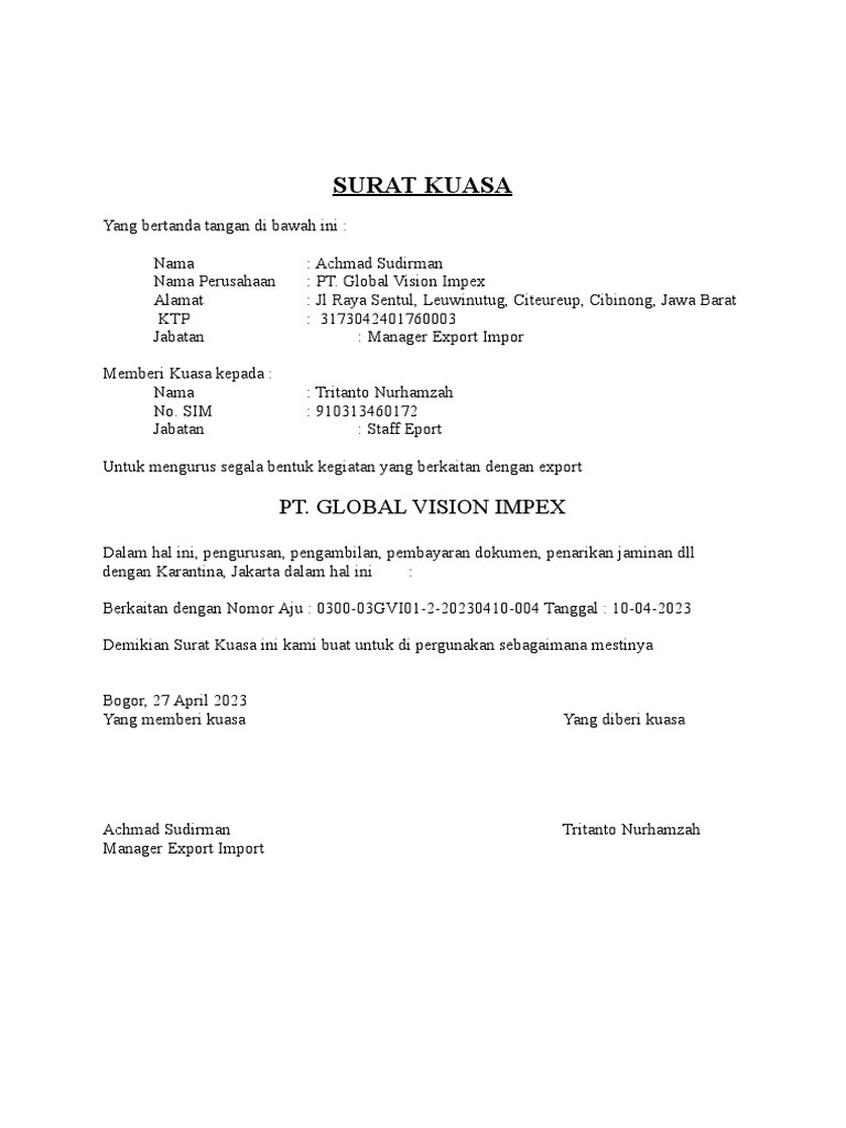 Surat Tugas BL | PDF