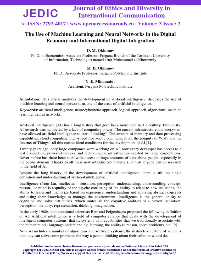 The Use of Machine Learning and Neural Networks in The Digital Economy and International Digital ...