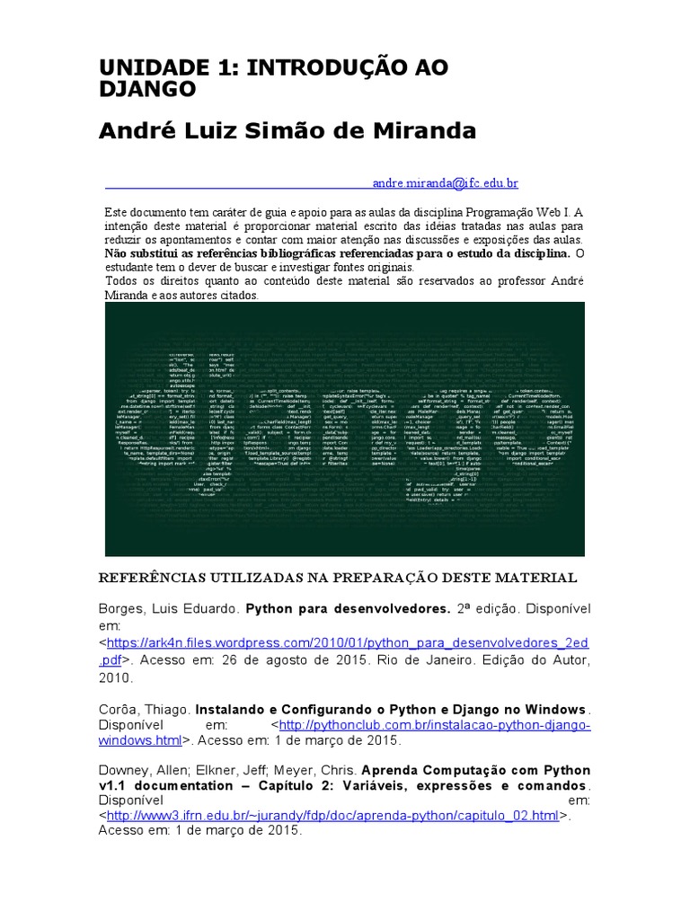 Apostila 1 - Django | PDF