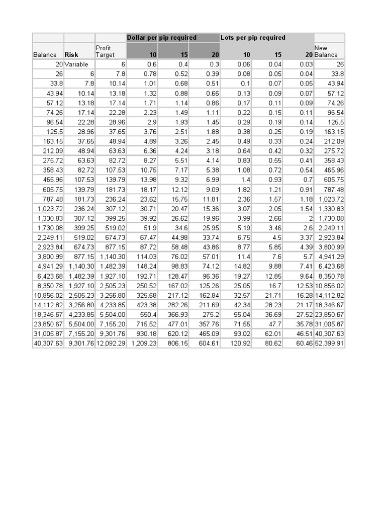 20 Pip Challenge | PDF