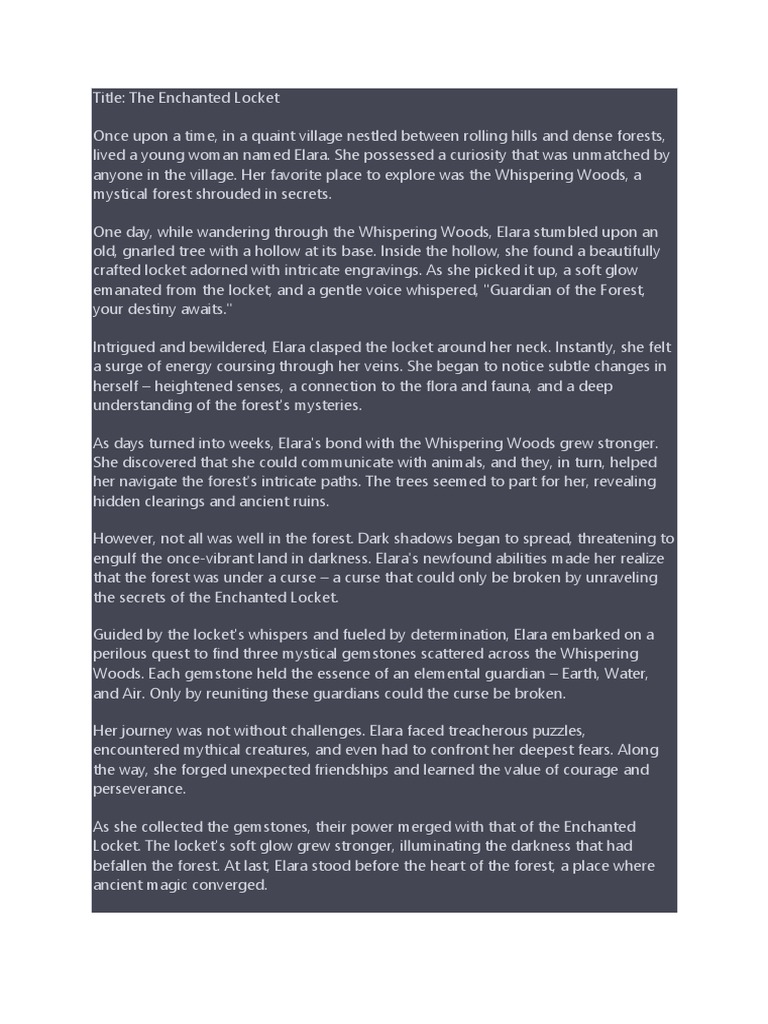 The Enchanted Locket by John Mark | PDF