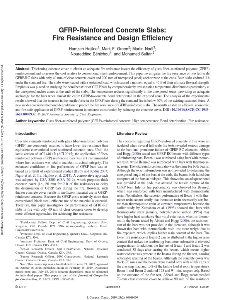 GFRP-Reinforced Concrete SlabsFire Resistance and Design Efficiency | PDF