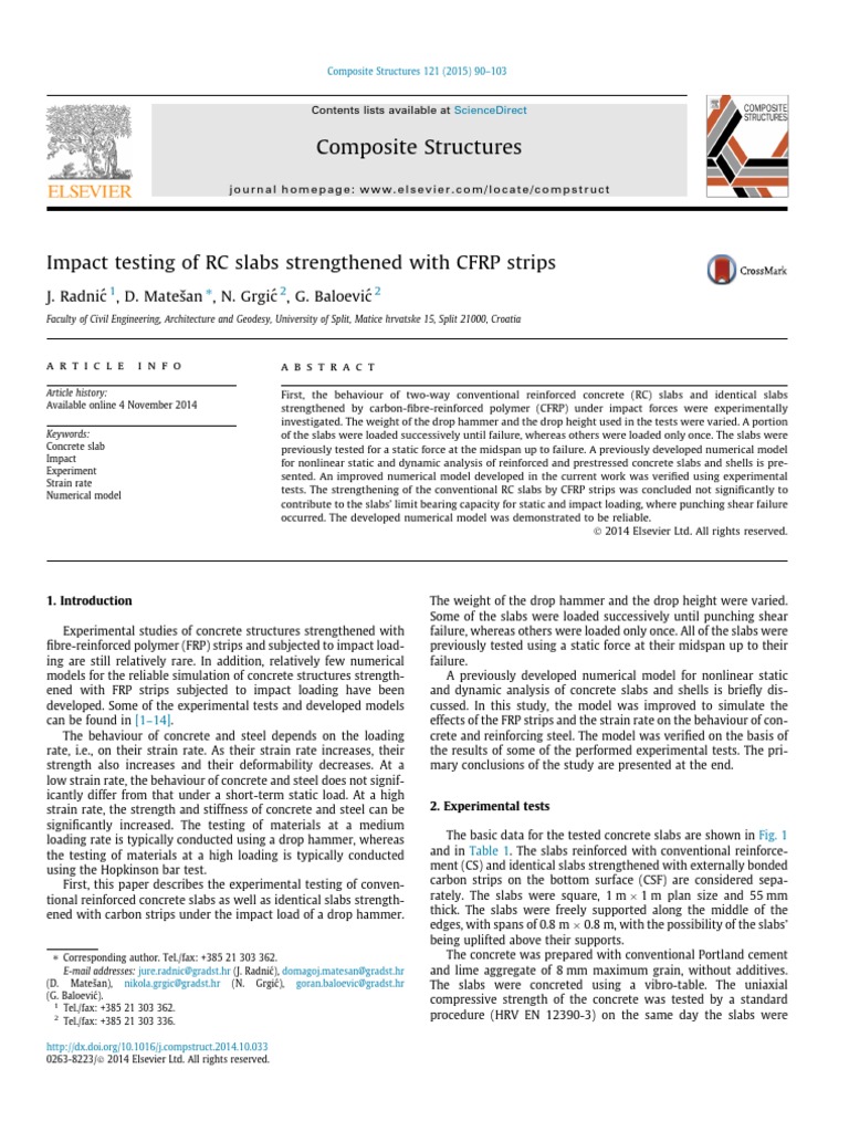 Impact Testing of RC Slabs Strengthened With CFRP Strips | PDF