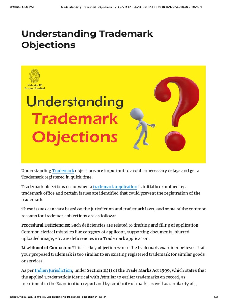 Understanding Trademark Objections | PDF | Trademark | Private Law
