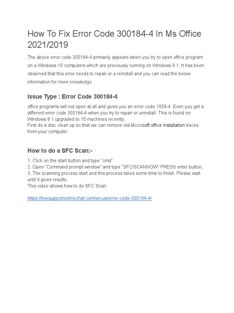 Error Code 300184-4 | PDF | Business | Computers