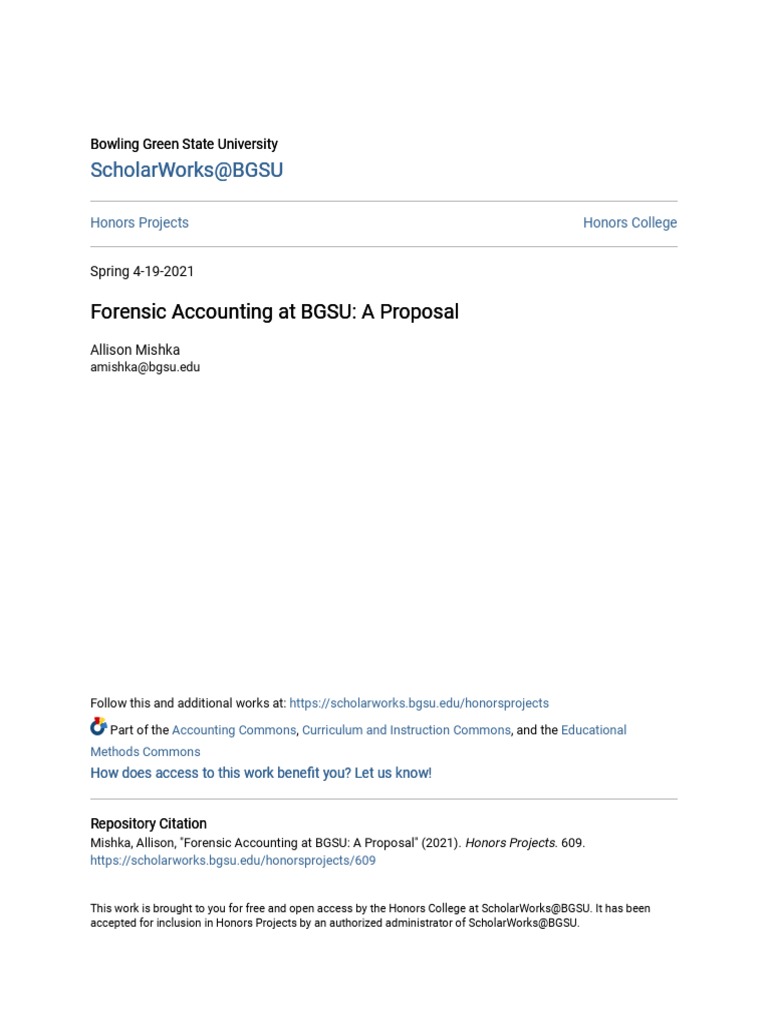 Forensic Accounting Proposal at BGSU | PDF | Business