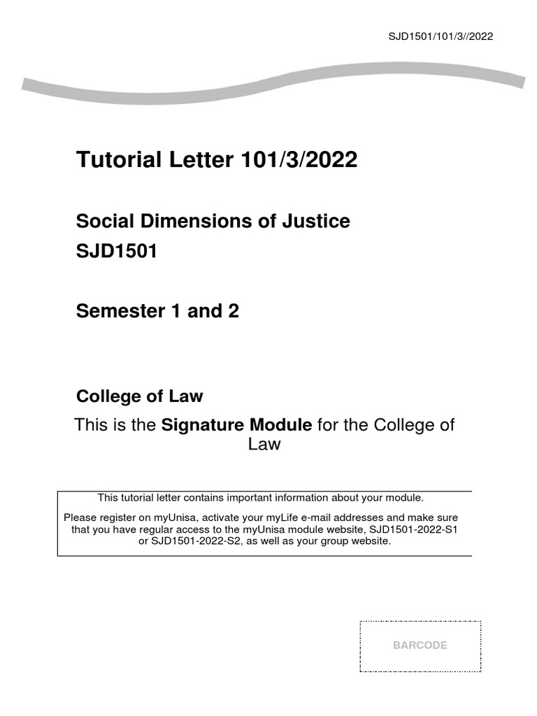 Tutorial Letter 101/3/2022: Social Dimensions of Justice SJD1501 | PDF