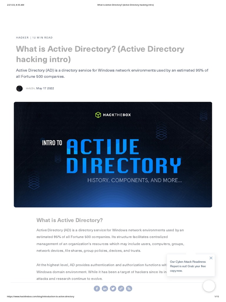 What Is Active Directory - (Active Directory Hacking Intro) | PDF