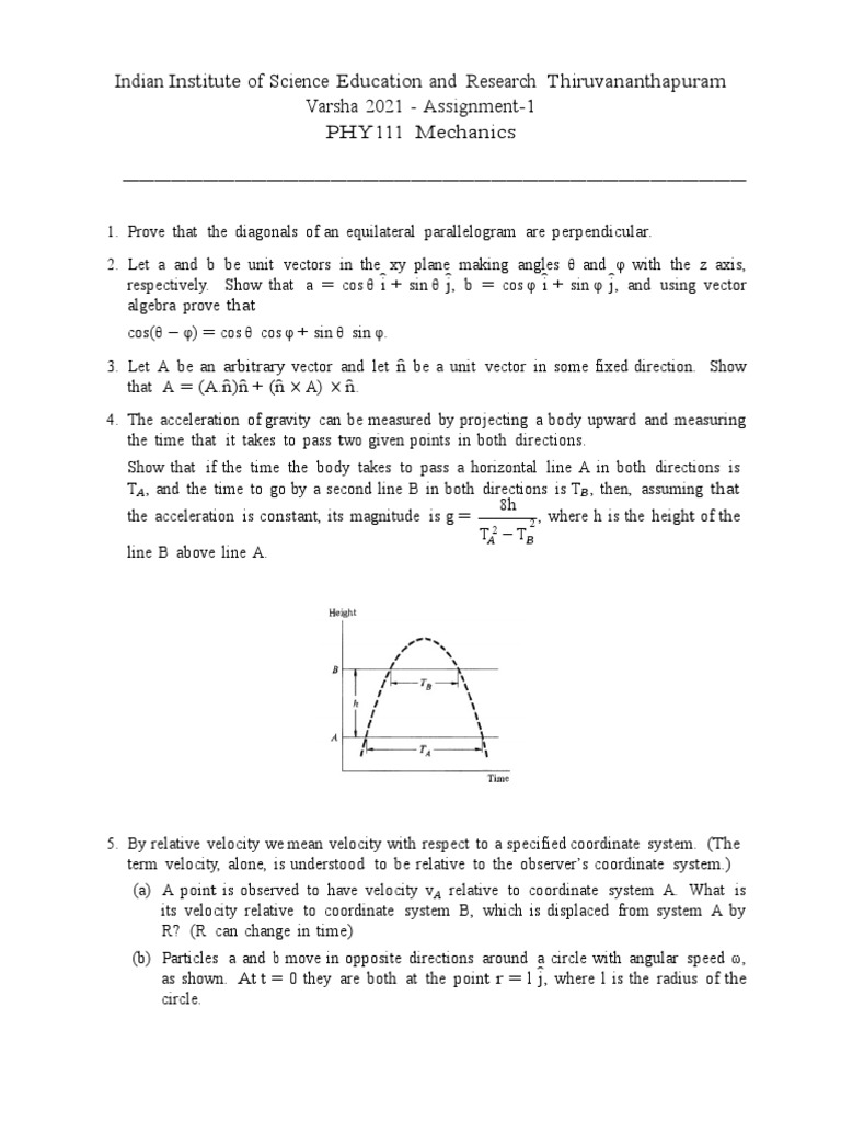 Assignment 1 | PDF | Euclidean Vector | Velocity