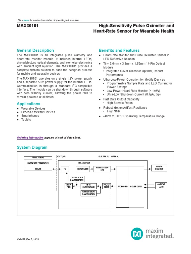 Max 30101 | PDF | Light Emitting Diode | Manufactured Goods