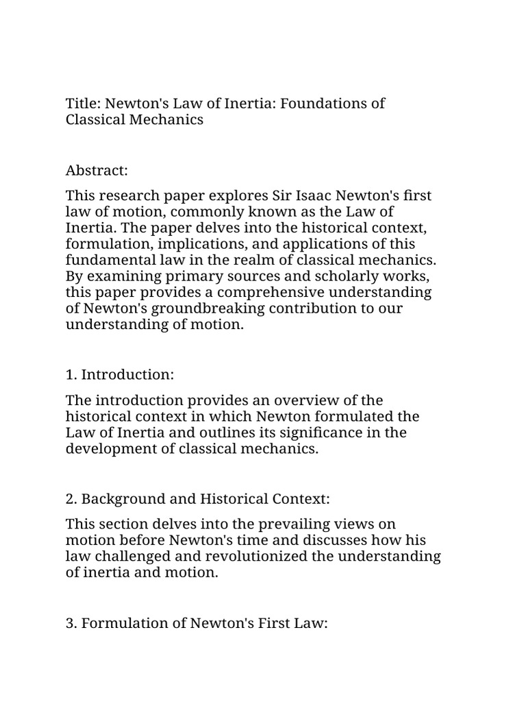 Newton's Law of Inertia | PDF | Inertia | Newton's Laws Of Motion