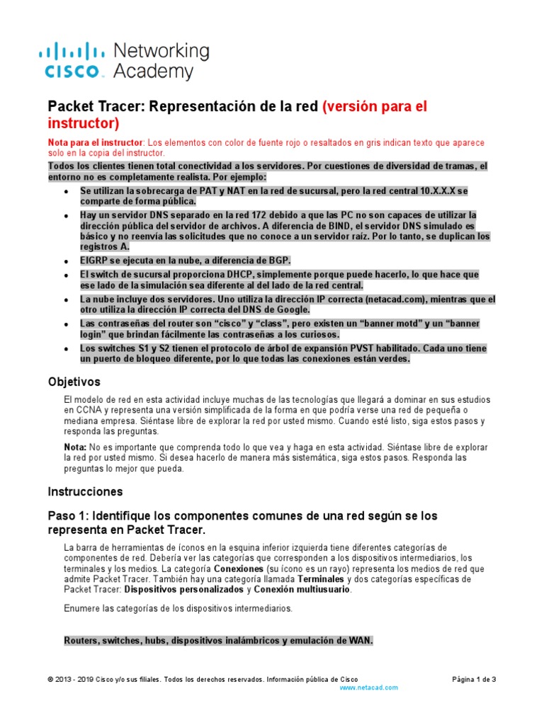 1 5 7 Packet Tracer Network Representation Ilm Pdf