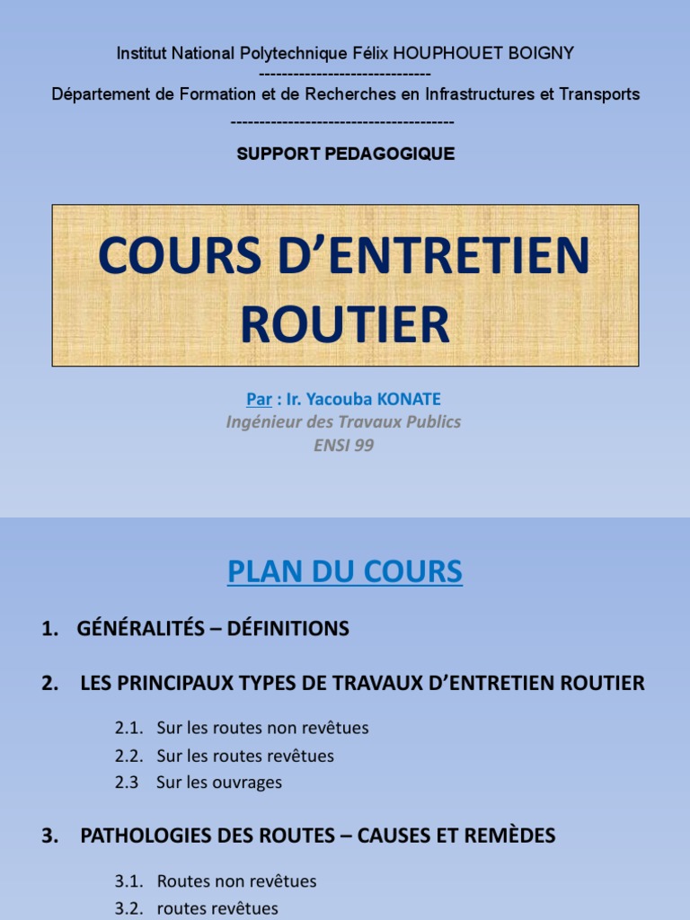 Cours D'entretien Routier - CI2TM | PDF