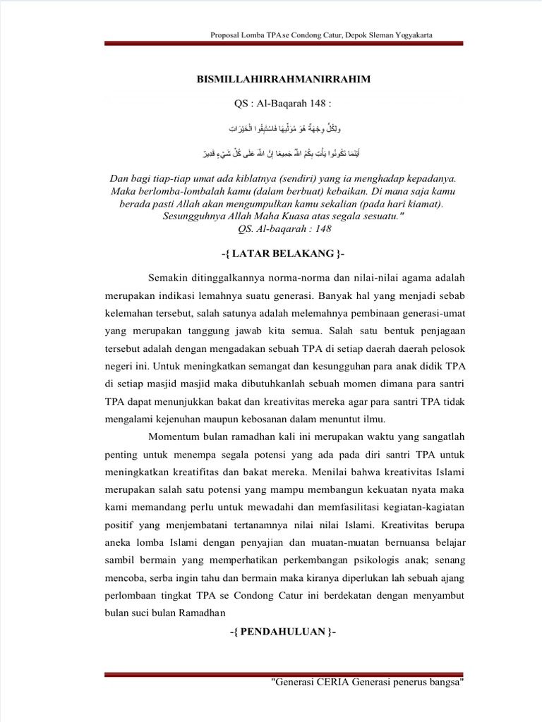 Dokumen.tips Contoh Proposal Lomba Tpa | PDF
