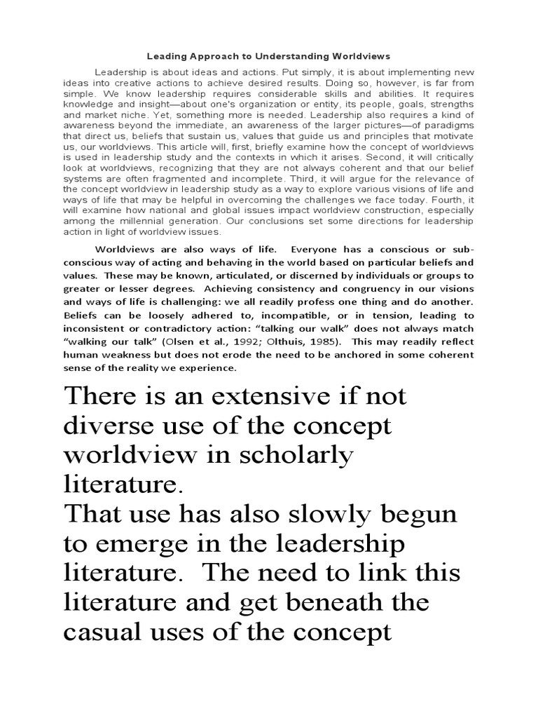 Leading Approach To Understanding Worldviews | Download Free PDF | Knowledge | Theory