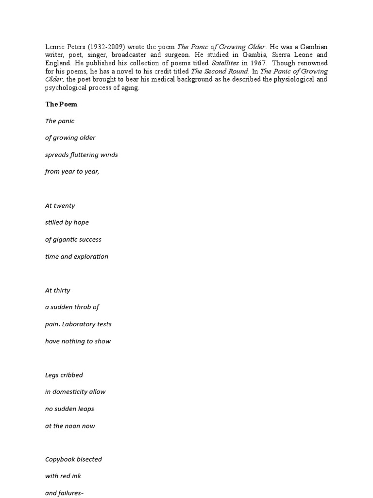 Aging's Uncertain Journey | PDF | Philosophy | Poetry