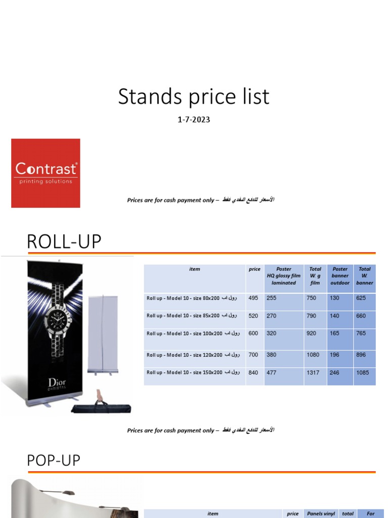Stands Price List 7-2023 | Download Free PDF | Secondary Sector Of The Economy | Communication ...