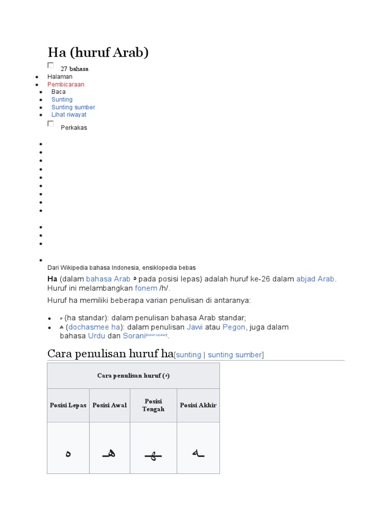 Ha (Huruf Arab) | PDF