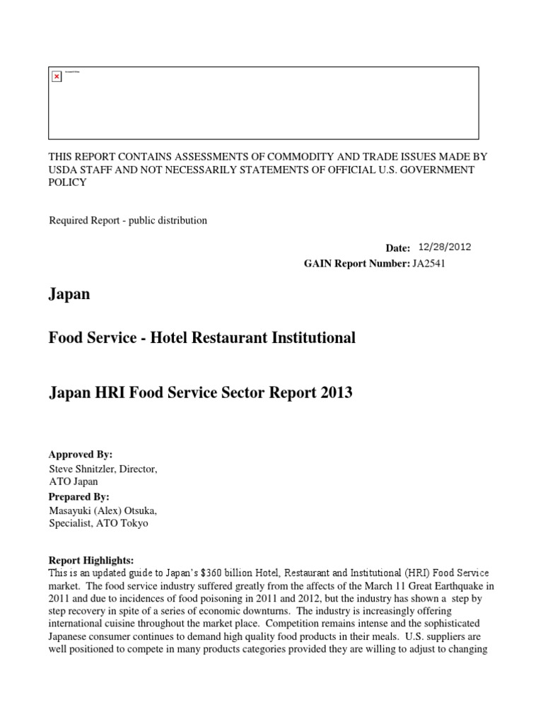 Japan's HRI Food Service Insights | PDF | Restaurants | Foodservice
