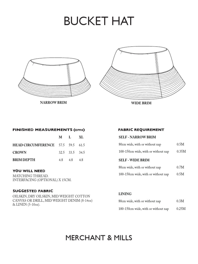 Bucket Hat Pattern and Instructions | PDF | Seam (Sewing) | Sewing