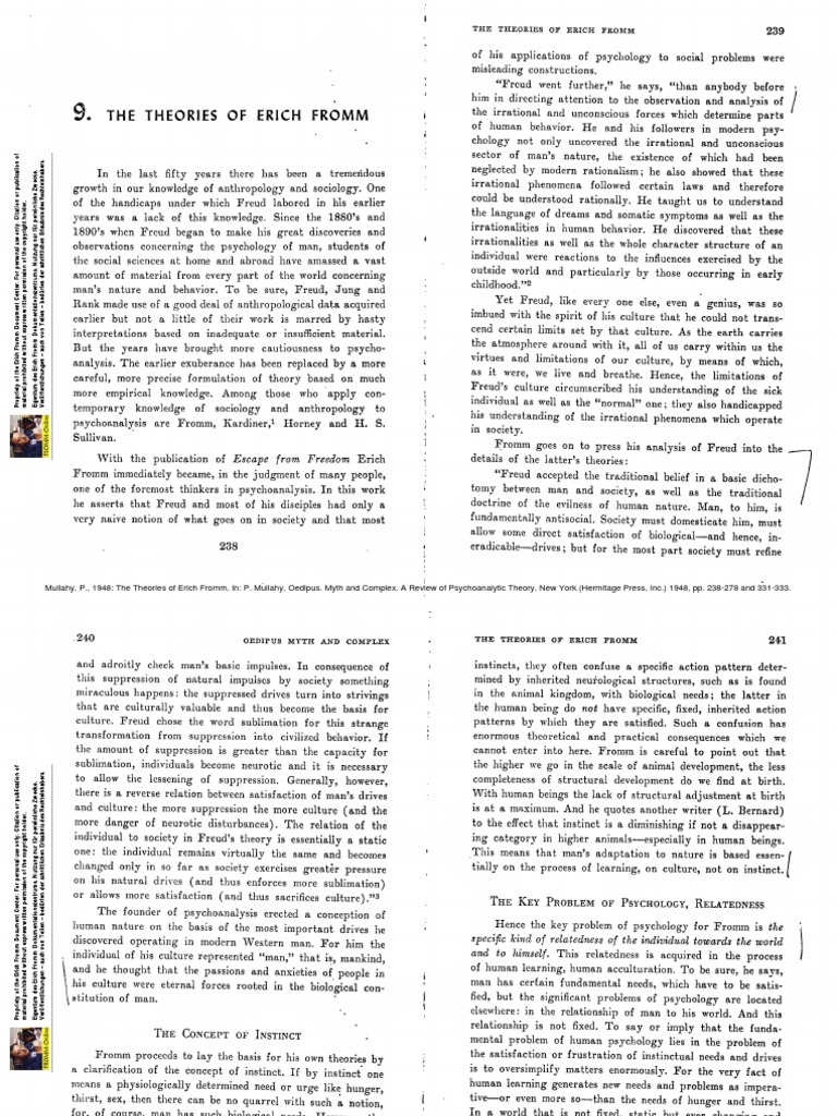 Mullahy - Theories of Erich Frohm - 1948 | PDF