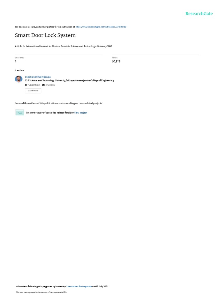 Smart Door Lock System | PDF | Security Alarm | Password