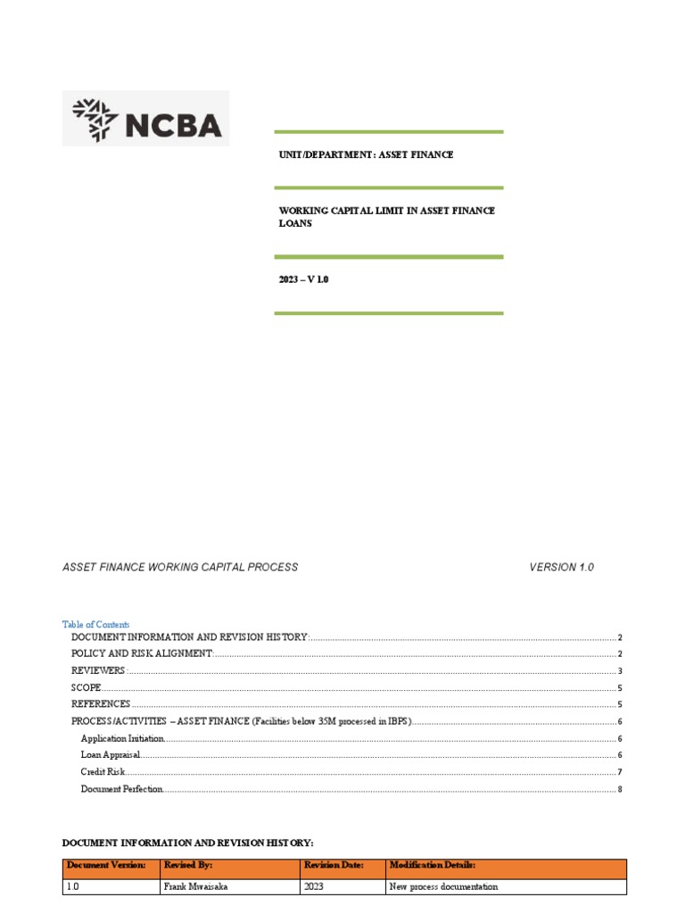 Asset Finance Working Capital Processflow - 2023 | PDF | Working ...