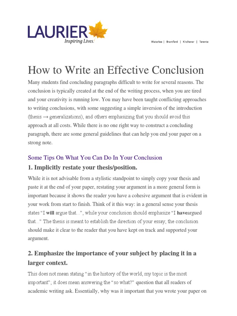 Writing Conclusions | PDF