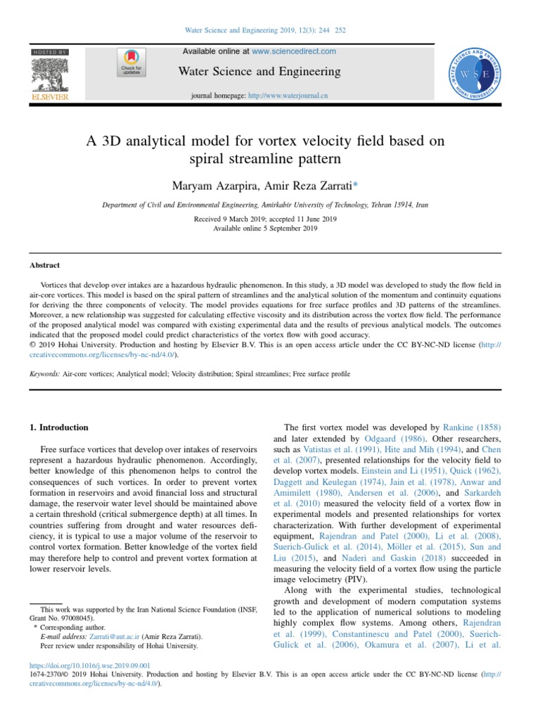 A 3D Analytical Model For Vortex Velocity Field Based On Spiral Streamline Pattern | PDF ...