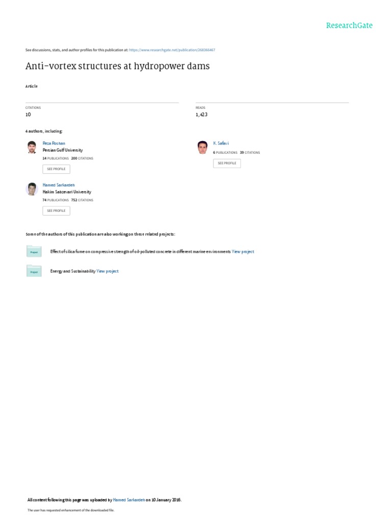 Anti-Vortex Structures at Hydropower Dams | PDF | Vortices ...