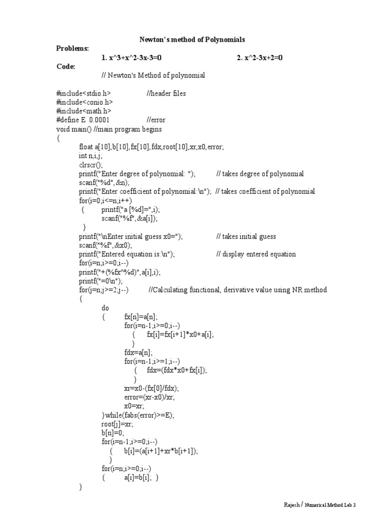 Lab 3 | PDF | Polynomial | Zero Of A Function