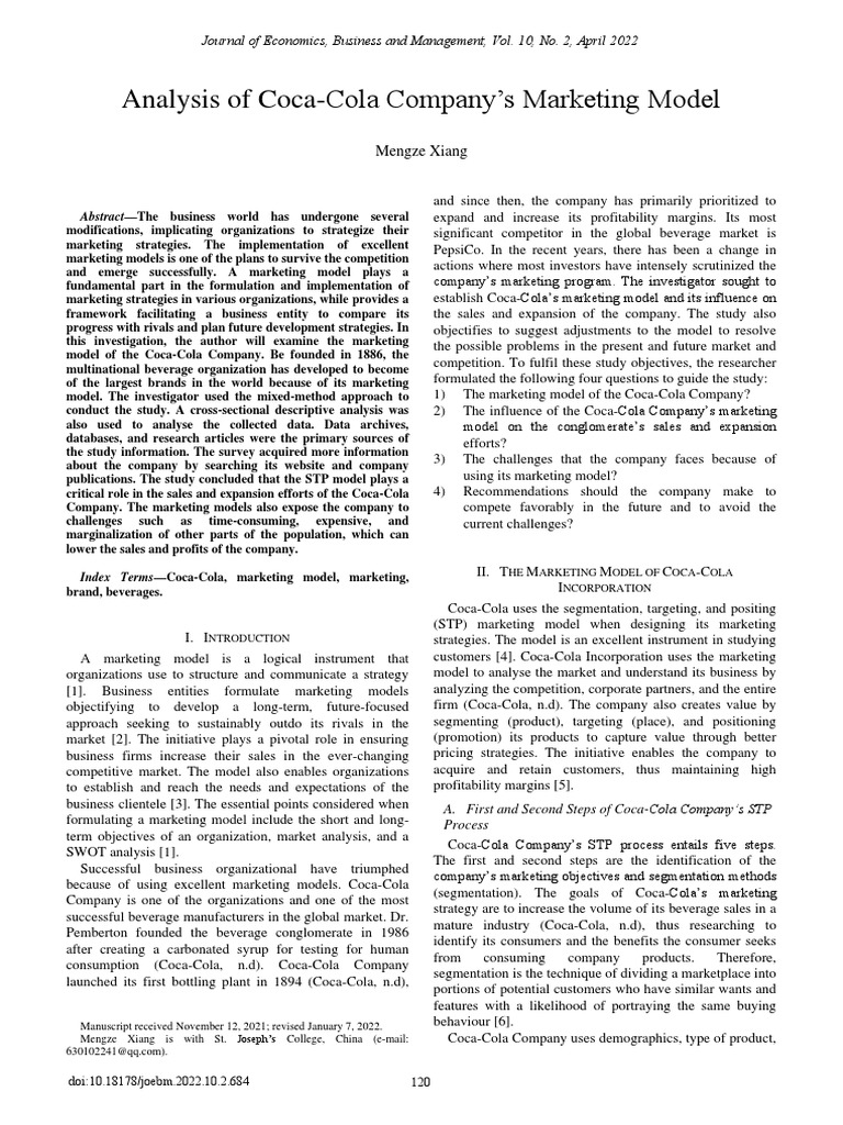 Coca Cola Analysis | PDF | Marketing | Market Segmentation