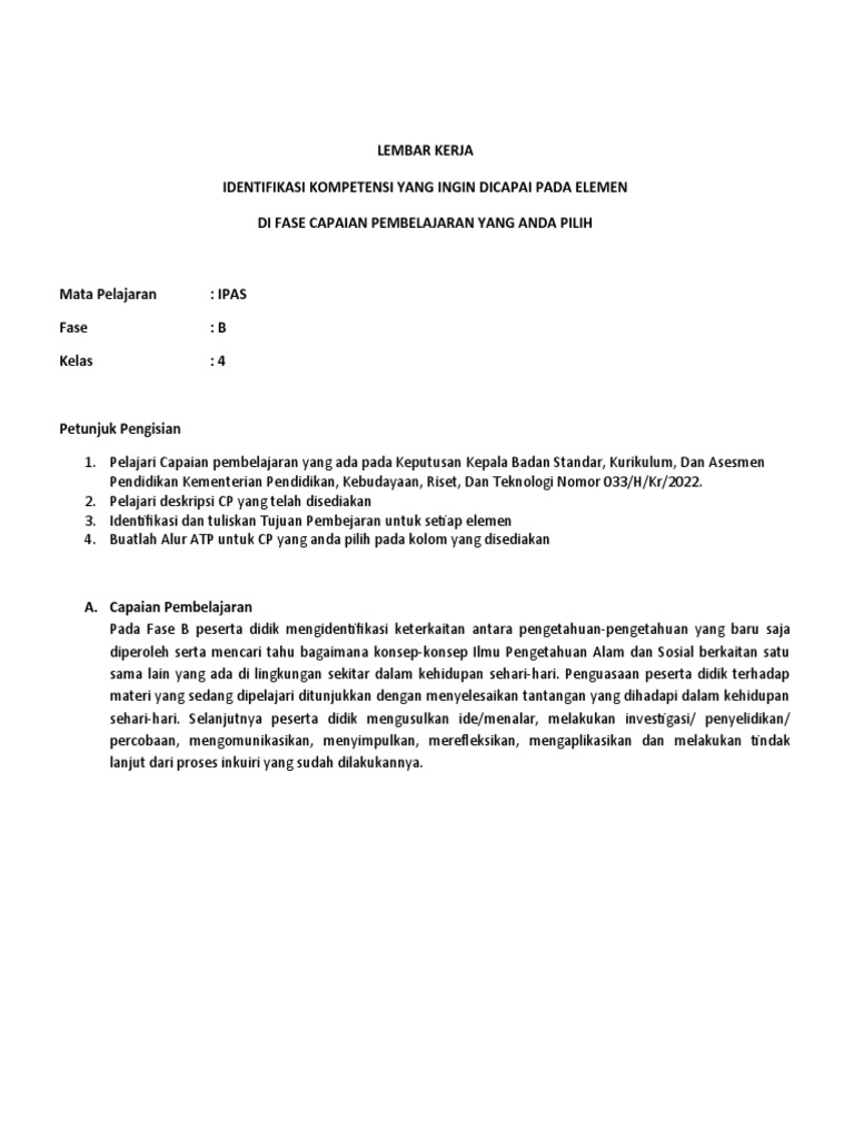3a. Lembar Kerja Analisis CP TP Dan ATP New | PDF